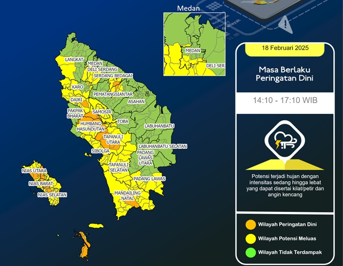BMKG Keluarkan Peringatan Potensi Cuaca Ekstrem di Wilayah Sumut