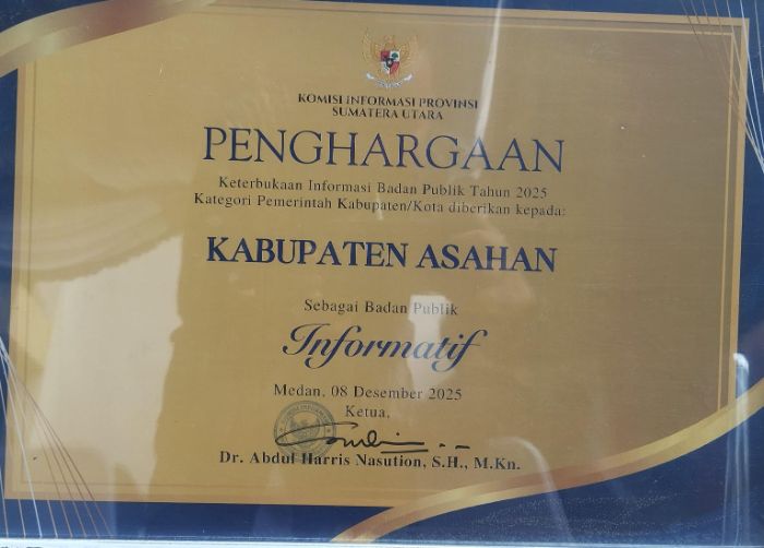 Pemkab Asahan Raih Anugerah Predikat Informatif dari Komisi Informasi Sumut