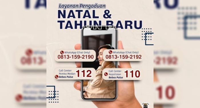 Pastikan Keamanan Nataru, Pemko Medan Buka Layanan Call Center 24 Jam