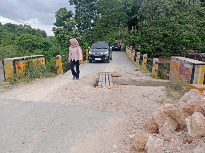 Jembatan Penghubung Pasar Matanggor – Danau Tao Nyaris Putus