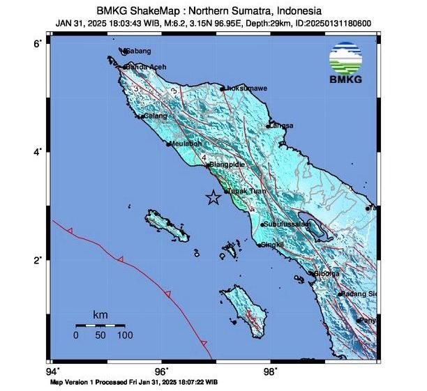 Gempa Magnitudo 6,2 Guncang Aceh Selatan, Terasa Sampai ke Medan