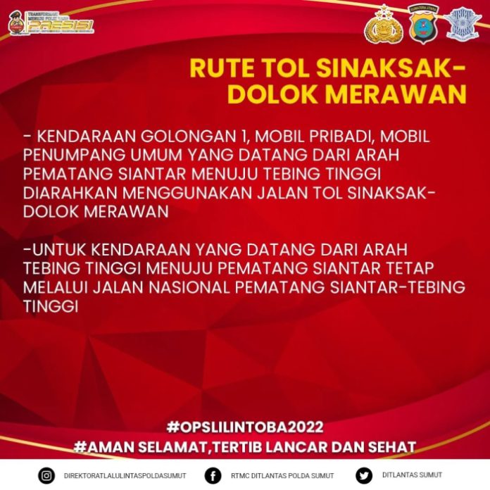 Berikut Rute Tol Sinaksak – Dolok Merawan dan Tebing Tinggi – Indrapura