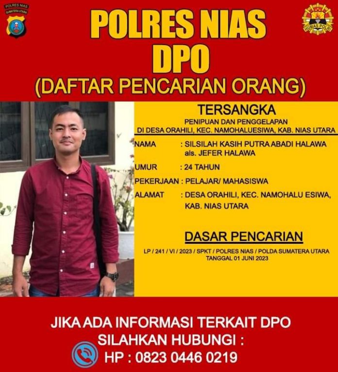 Lakukan Penipuan, Mahasiswa Asal Nias Utara Masuk DPO Polisi