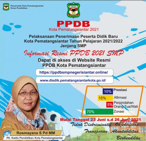 PPDB Siantar Jalur Zonasi Jenjang SMP Dibuka 23-26 Juni 2021 Secara Online