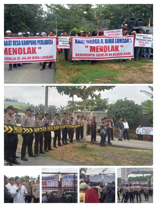 Tolak Pembangunan Gereja, Ratusan Warga Labusel Unjuk Rasa Tolak Pembangunan Gereja, Ratusan Warga Labusel Unjuk Rasa